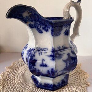 Flow Blue China | Dining | Antique Flow Blue Pitcher Earthenware ...